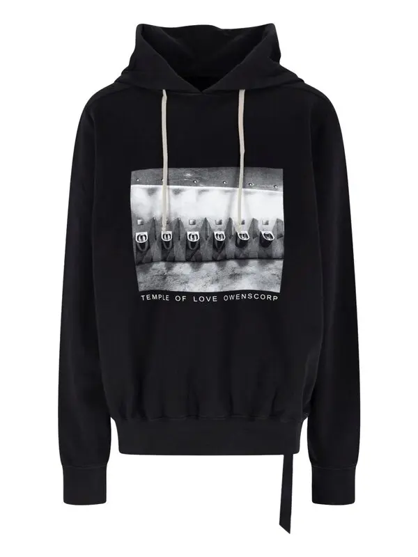 Rick Owens Printed Hoodie - Black