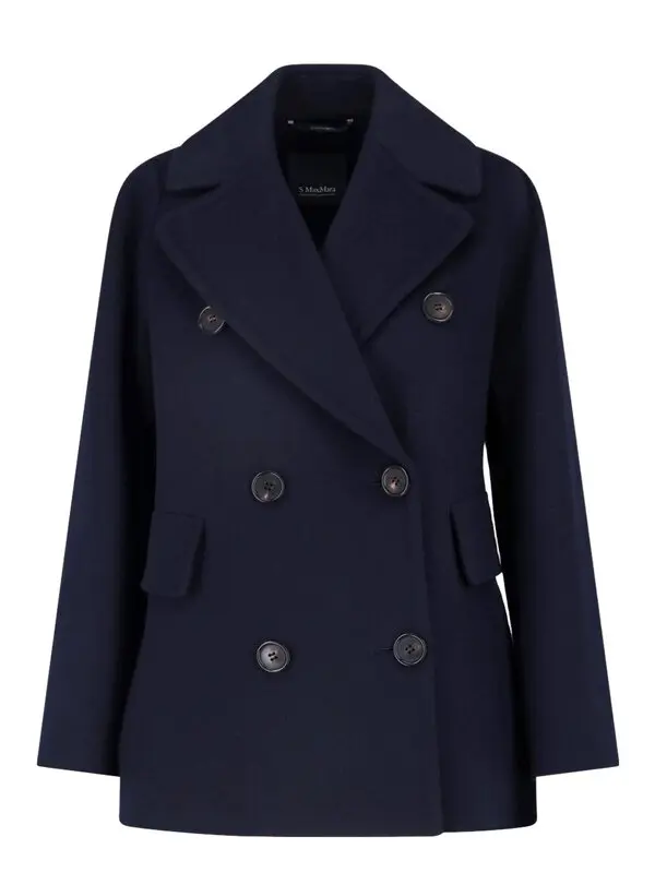 Max Mara Virgin Wool Peacoat - Blue