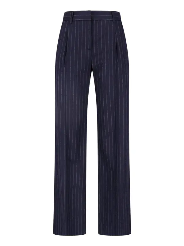 LARDINI Wool And Cashmere Pinstripe Trousers - Blue