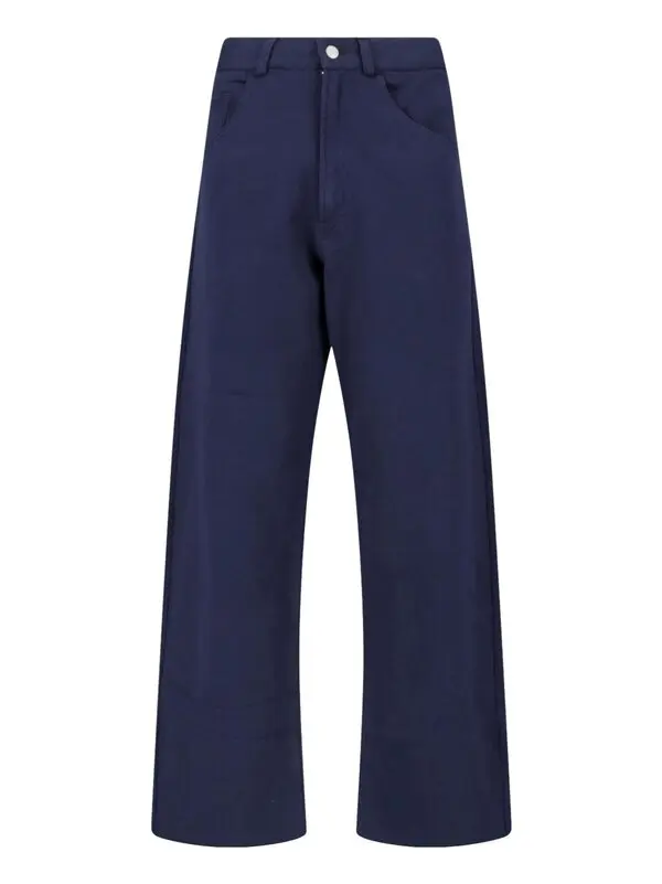 MAISON MARGIELA Wide Leg Cotton Sweatpants - Blue