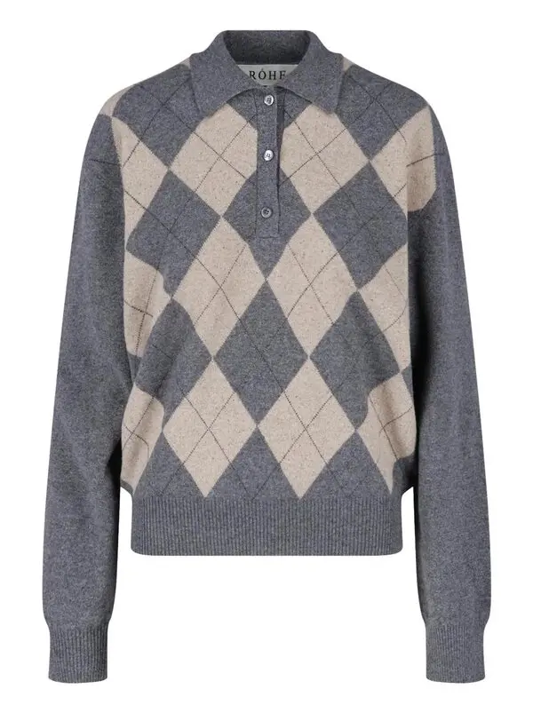 RÓHE Wool Blend Polo - Gray