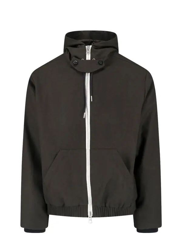 Sacai Wool Zip-up Hooded Sweatshirt - Green