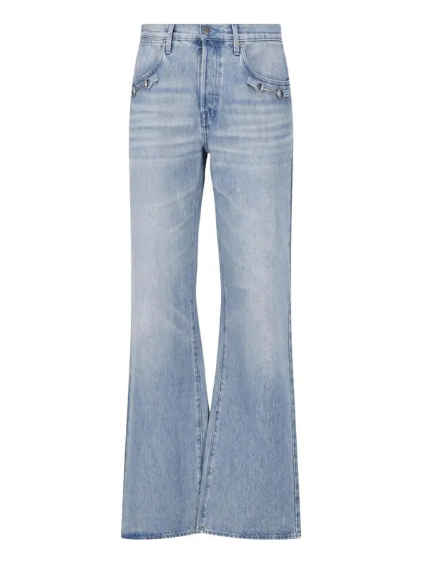 Gucci Bootcut Jeans "morsetto" With Metal Detail - Light Blue