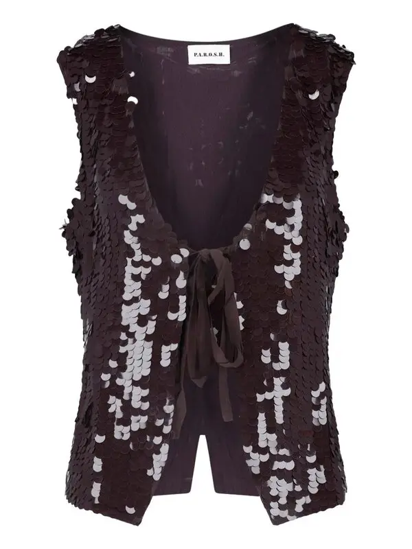 P.a.r.o.s.h Sequined Top - Brown