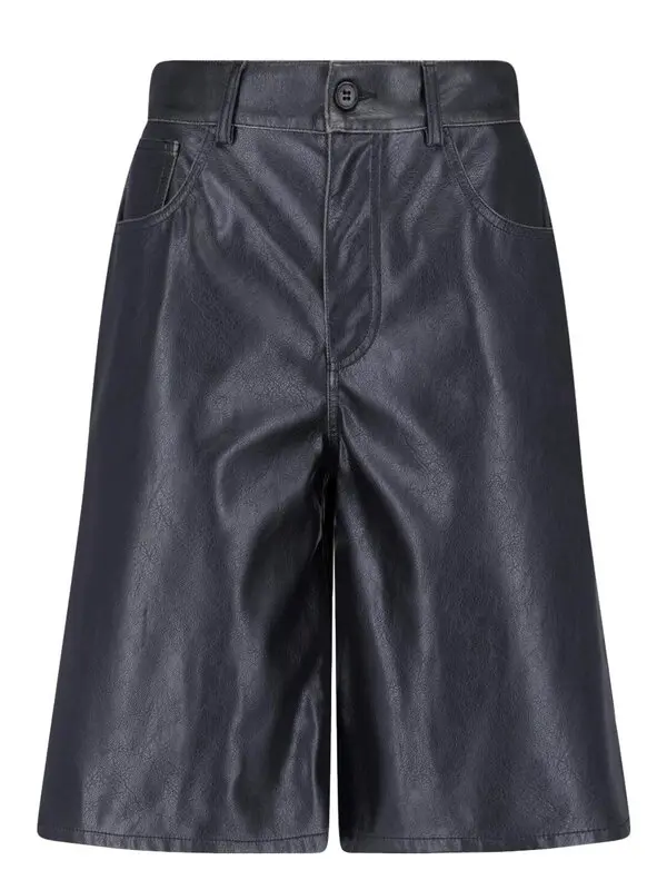 MAISON MARGIELA Faux Leather Belted Shorts - Black