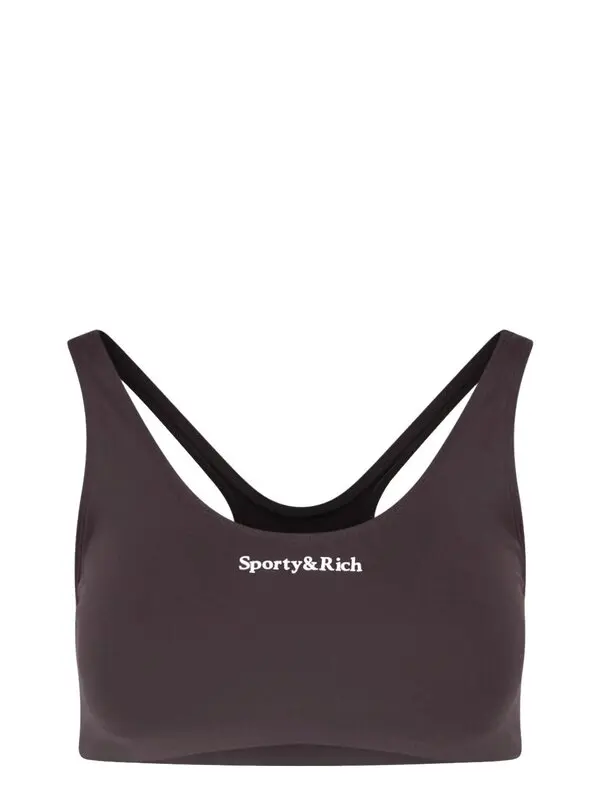 SPORTY & RICH Logo Sports Bralette - Brown