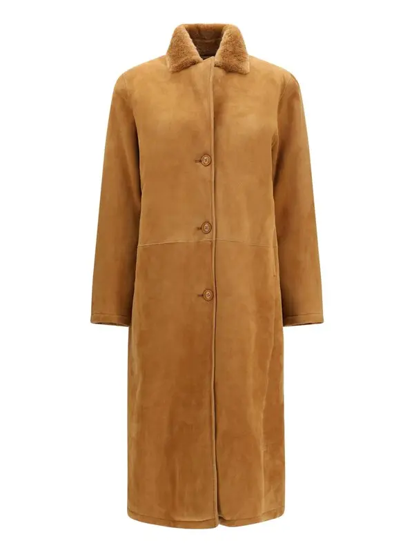 SWORD 6644 Leather Shearling Coat - Brown