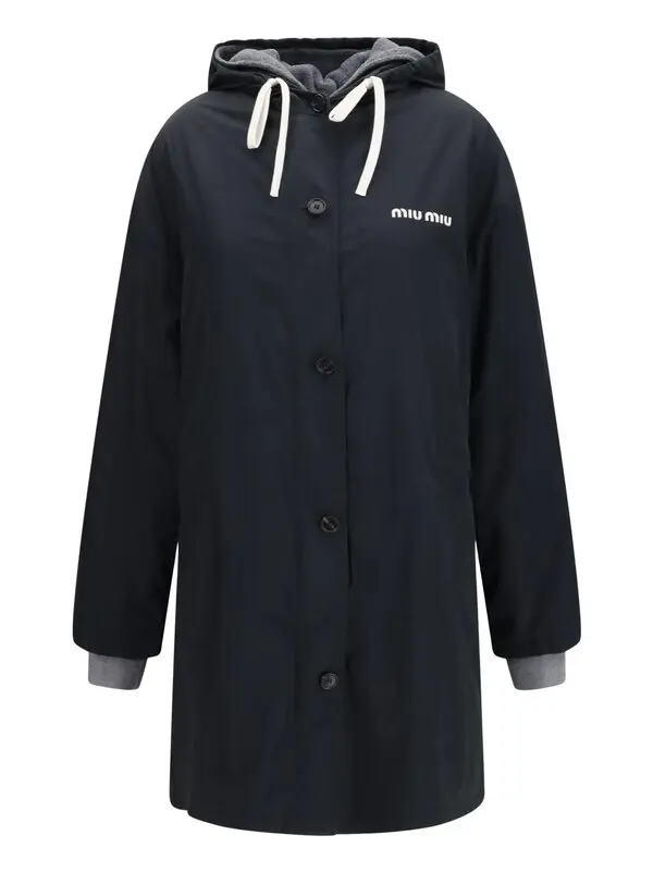 Miu Miu Panama And Fleece Single-breasted Peacoat - Black