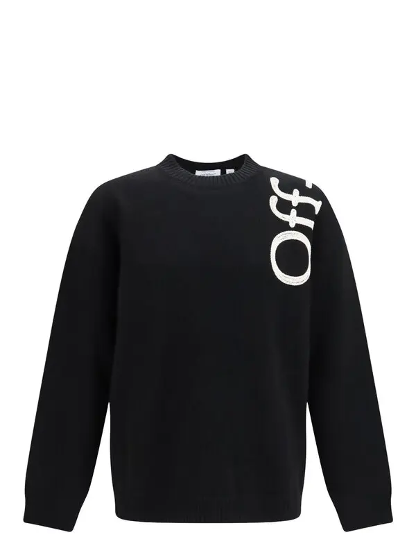 Off-White Vertical Bookish Logo Knit Crewneck - Black