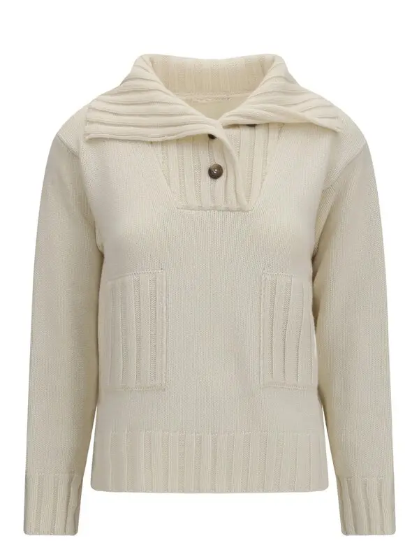 ELLA Ribbed Neck Sweater - White