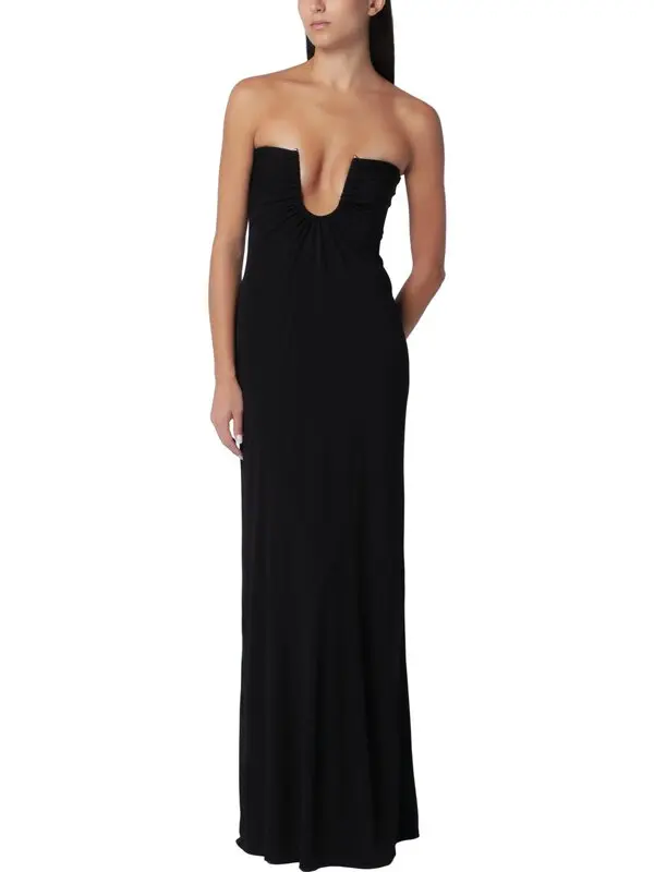 Christopher Esber Arced Palm Viscose Strapless Maxi Dress - Black