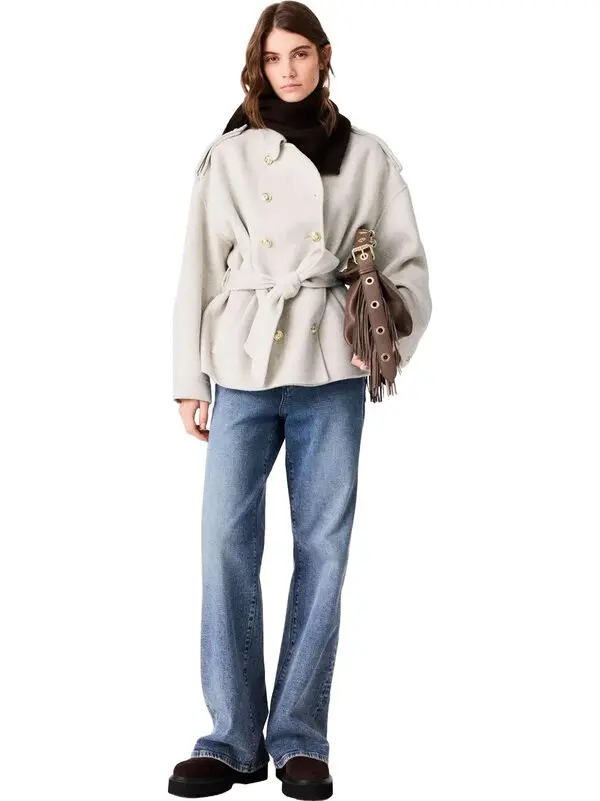 Maje Double-faced Wool Mid-length Coat - Ecru