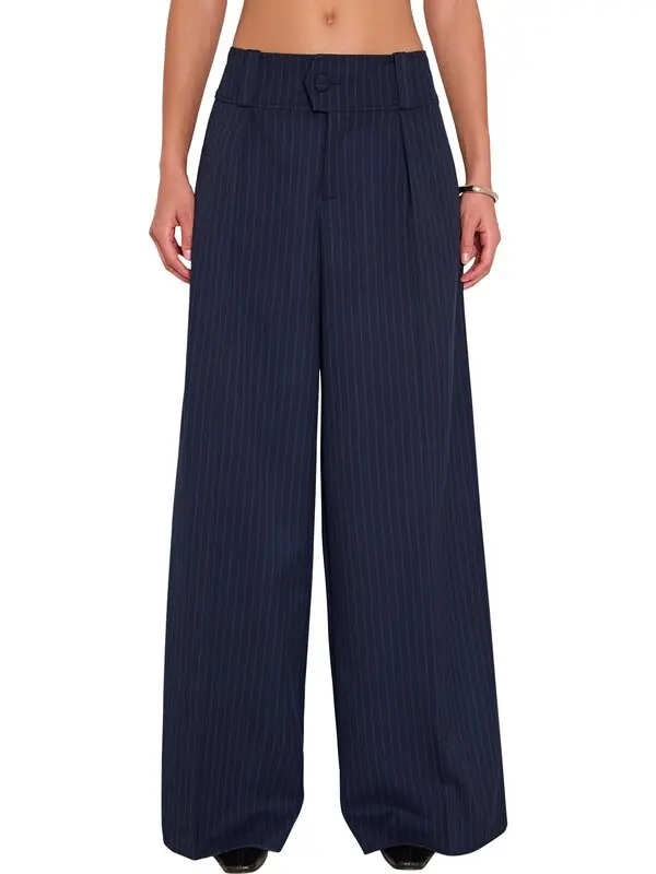 Amanda Uprichard Noho Pants In Manchester Pinstripe - Navy