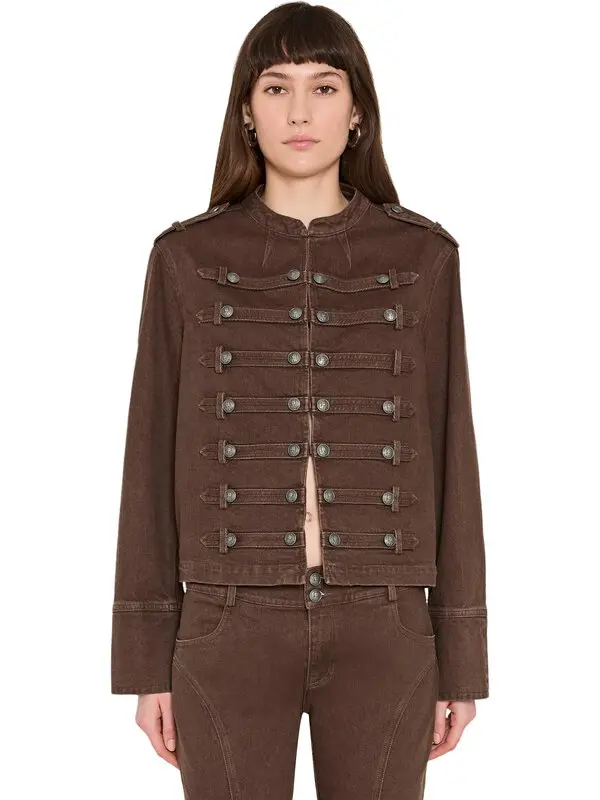 Amanda Uprichard Emma Jacket In Brown Denim - Cocoa