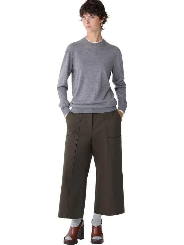 CALLAS MILANO Military Wide-leg Cropped Pants - Forest