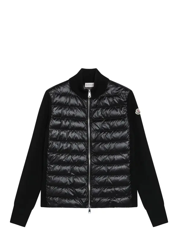 Moncler Padded Zip-up Cardigan With Logo Patch - Black