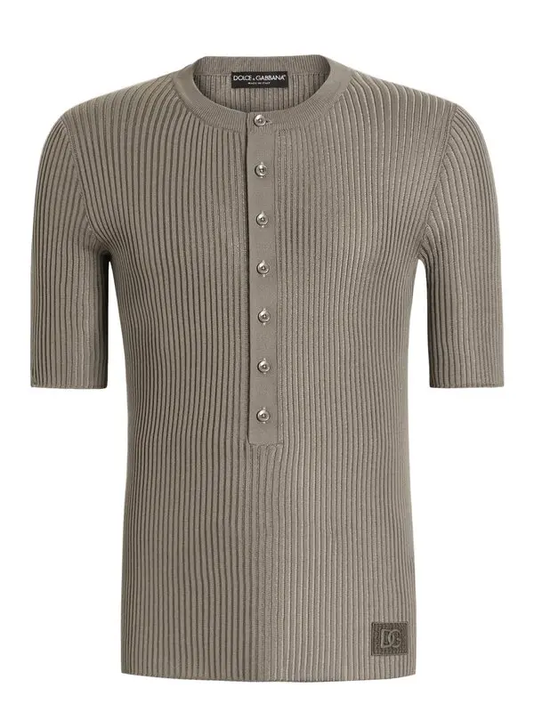Dolce & Gabbana Serafino Ribbed Silk Pullover - Beige