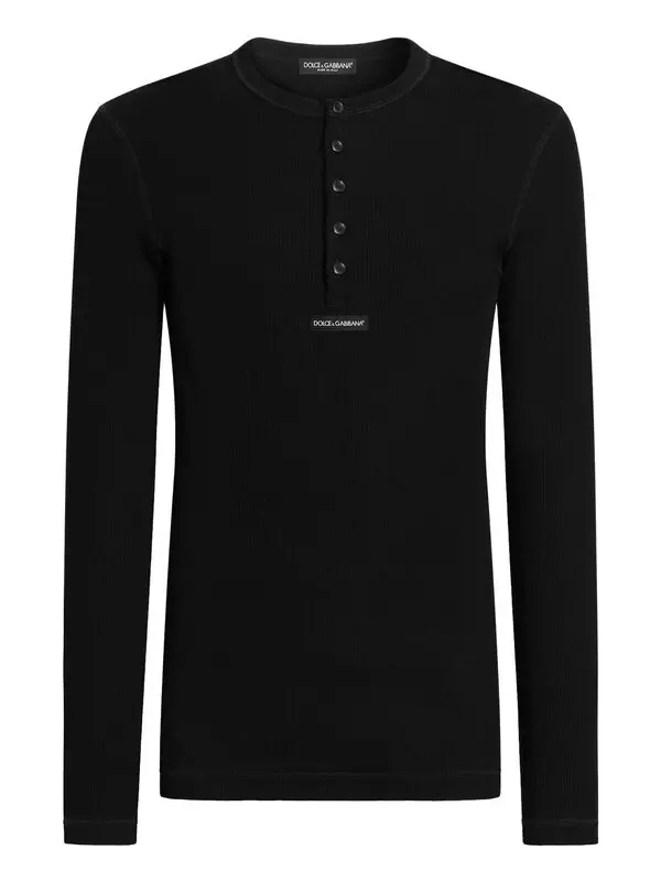 Dolce & Gabbana Serafino Jersey T-shirt With Logo - Black