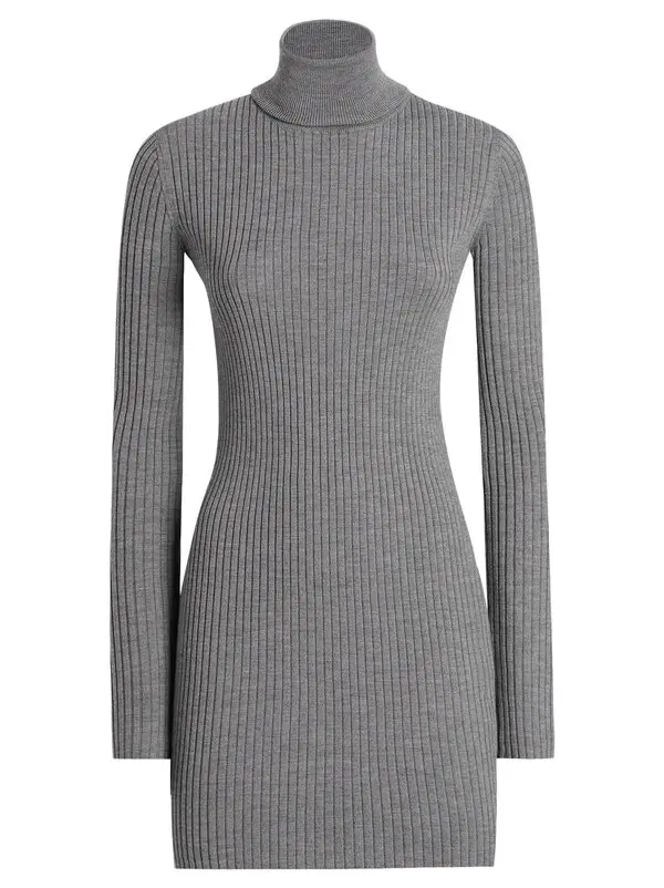 Dolce & Gabbana Wool Ribbed Turtleneck Long Dress - Grey