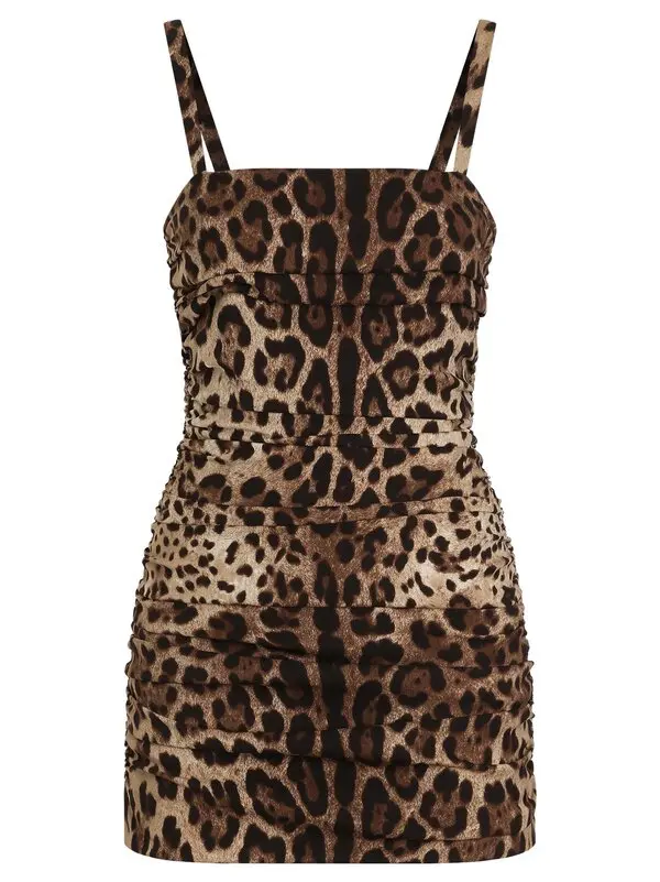 Dolce & Gabbana Leo- Charmeuse Ruched Dress - Print