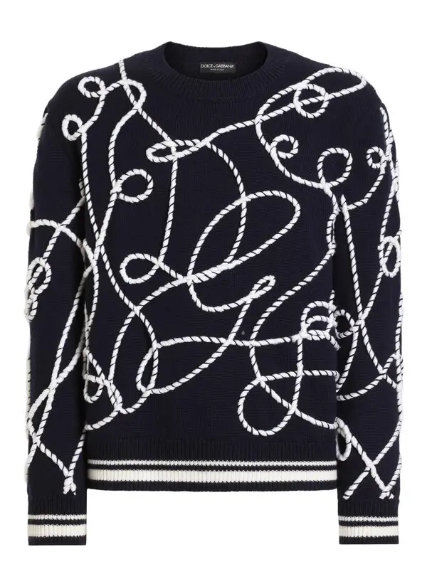 Dolce & Gabbana Wool Pullover With Rope Embroidery - Multicolor