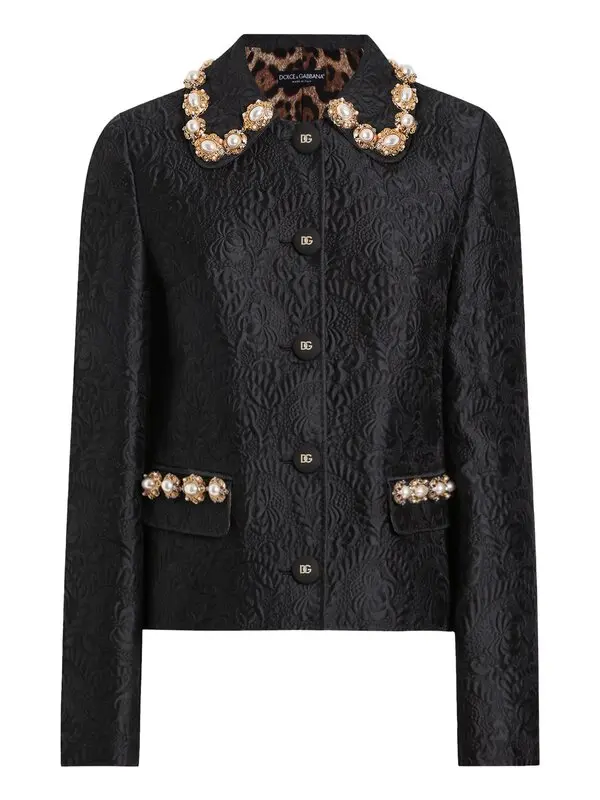 Dolce & Gabbana Peony-motif Brocade Jacket - Black