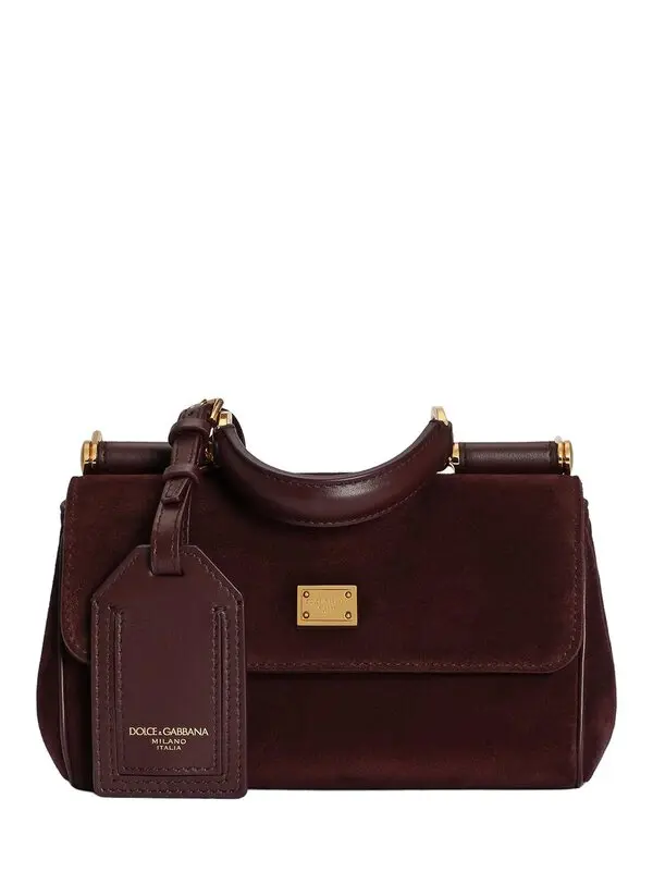 Dolce & Gabbana Mini My Sicily Handbag In Split Leather - Bordeaux