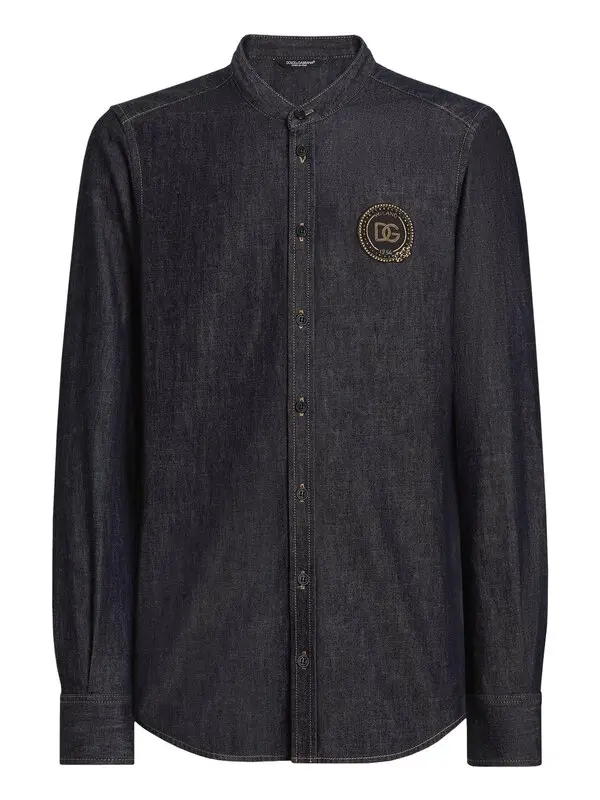 Dolce & Gabbana Denim Martini Shirt With Patch - Multicolor