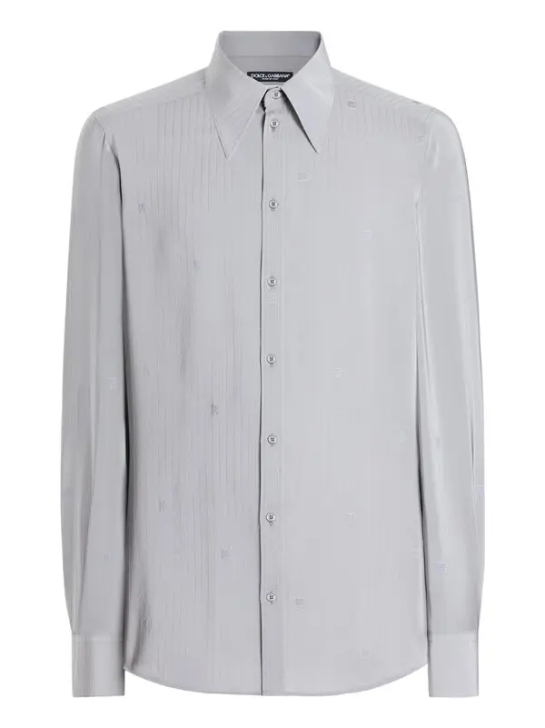 Dolce & Gabbana Gold Shirt In Silk Jacquard - Grey
