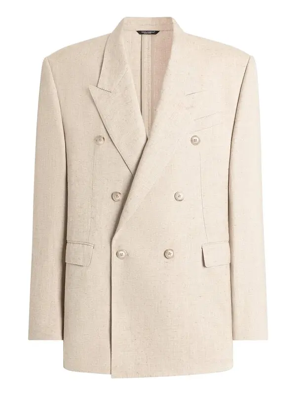 Dolce & Gabbana Double-breasted Tweed-effect Silk And Hemp Jacket - Multicolor
