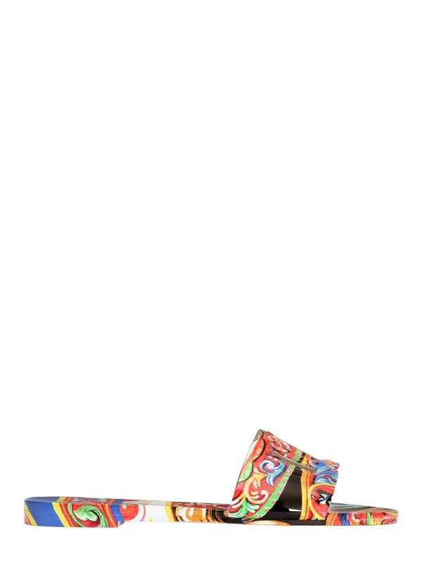 Dolce & Gabbana Carretto Print Rubber Slides - Multicolor