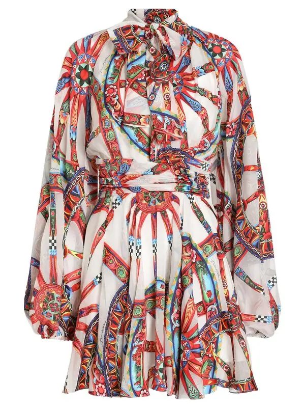 Dolce & Gabbana Carretto-print Devoré Twill Dress - Multicolor
