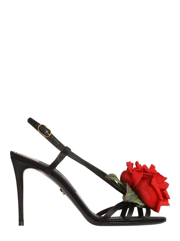 Dolce & Gabbana Satin Sandal With Flower - Multicolor