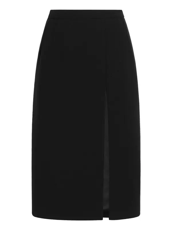 Dolce & Gabbana Double Wool Skirt With Front Slit - Black