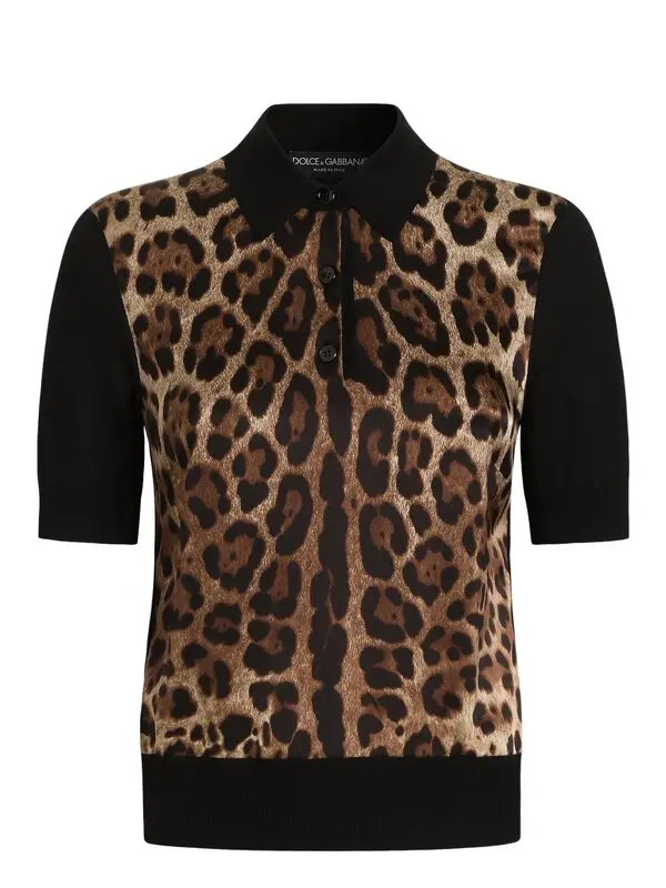 Dolce & Gabbana Leo- Virgin Wool & Satin Polo - Print