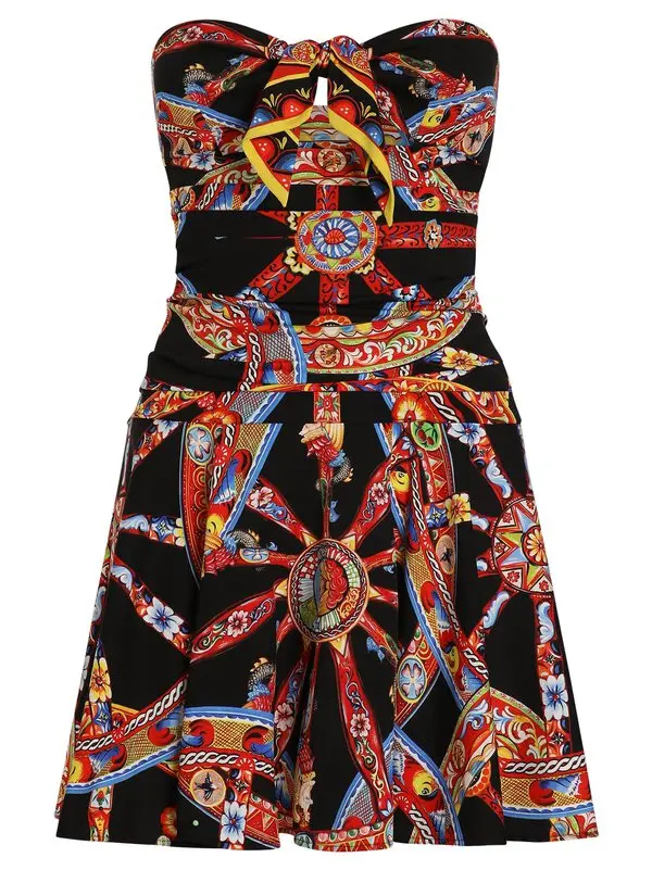 Dolce & Gabbana Carretto-print Charmeuse Mini Dress - Multicolor