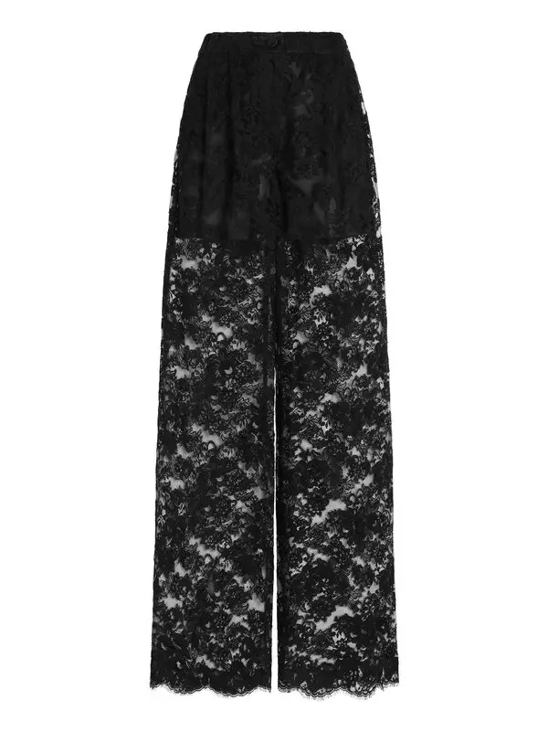 Dolce & Gabbana Lace Wide Leg Trousers - Black