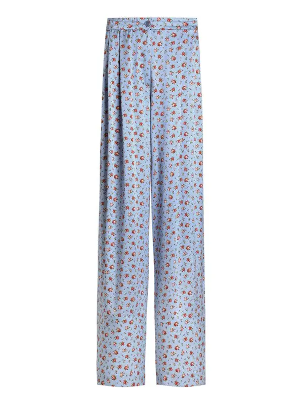 Dolce & Gabbana Small Rose-print Wide Silk Trousers - Multicolor