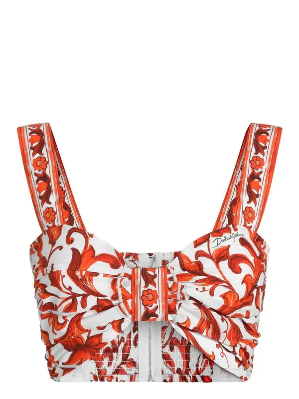 Dolce & Gabbana Majolica-print Poplin Bustier Top - Multicolor