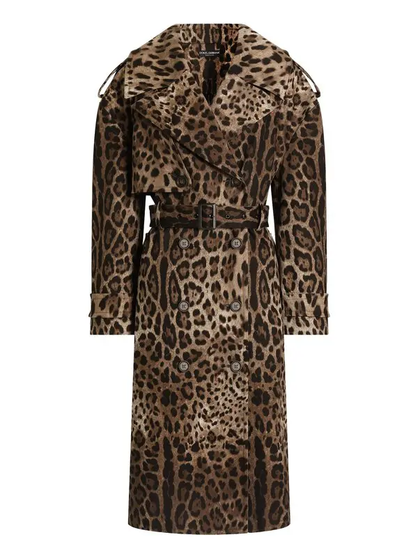 Dolce & Gabbana Double-breasted Leo- Cotton Drill Coat - Print