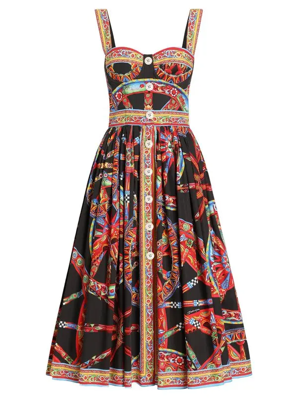 Dolce & Gabbana Carretto-print Poplin Maxi Dress - Multicolor
