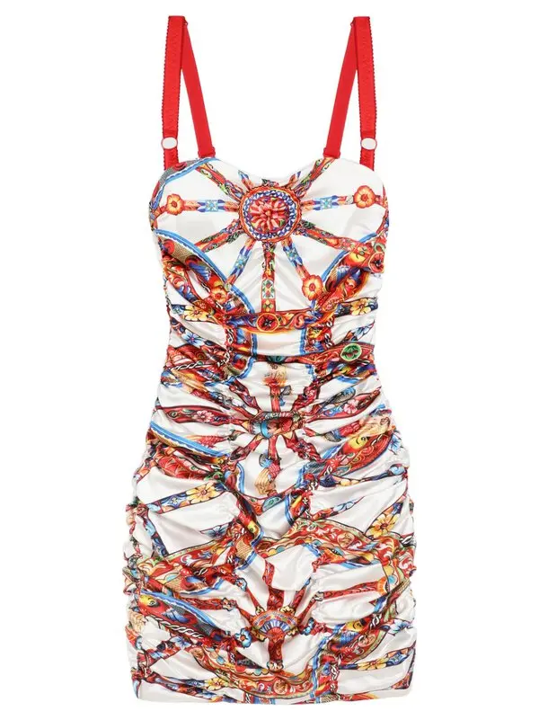 Dolce & Gabbana Carretto-print Satin Dress - Multicolor