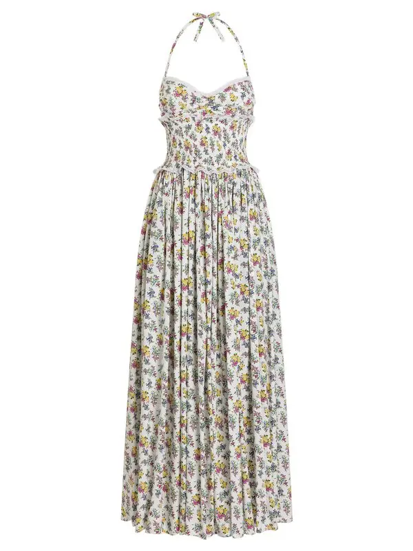 Dolce & Gabbana Small Floral-print Poplin Maxi Dress - Multicolor