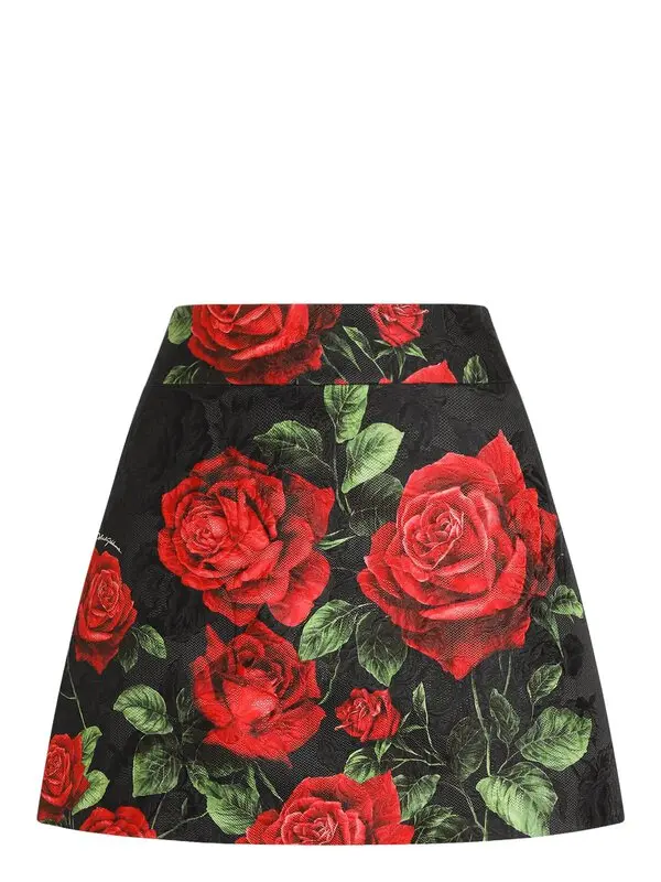 Dolce & Gabbana Rose-print Brocade Skirt - Multicolor