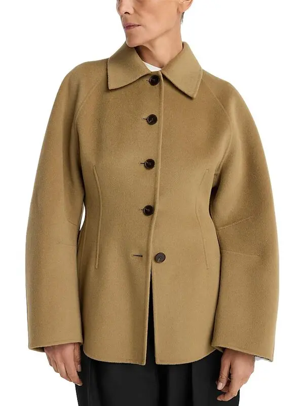 RÓHE Double Faced Sculptural Wool Blend Jacket - Camel