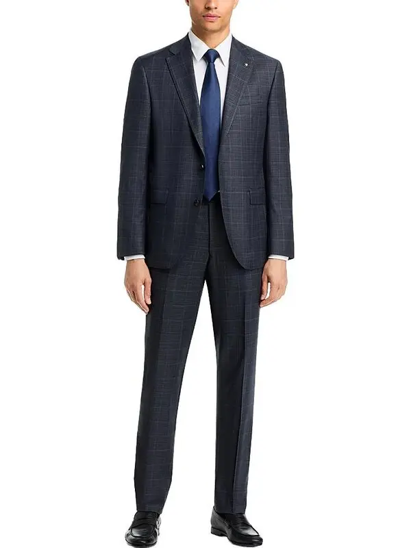 JACK VICTOR Esprit Regular Fit Melange Tonal Windowpane Suit - Grey