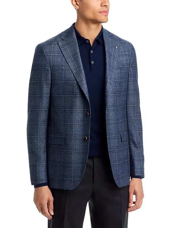 JACK VICTOR Midland Regular Fit Tonal Plaid Wool Sport Coat - Blue