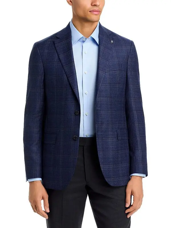 JACK VICTOR Midland Regular Fit Windowpane Plaid Wool Sport Coat - Navy