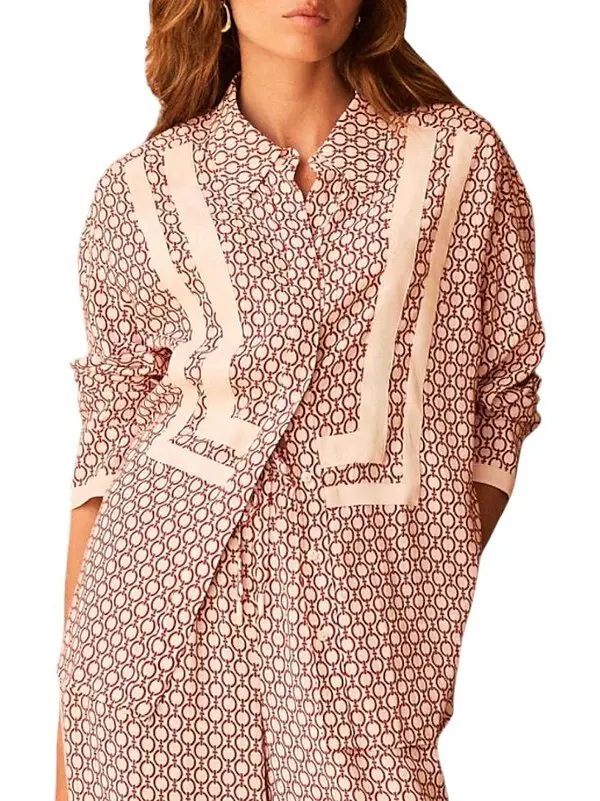 Mint Velvet Geo Print Classic Shirt - Red