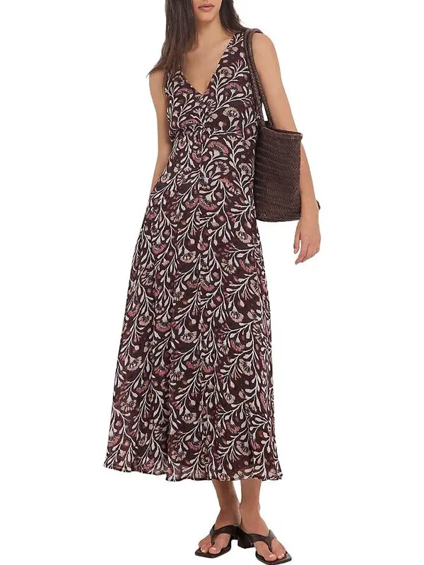 Mint Velvet Sleeveless Floral Print Maxi Dress - Brown